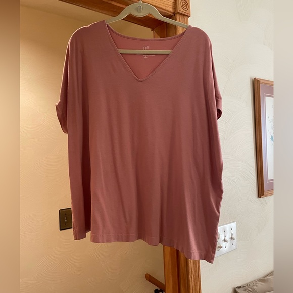 J. Jill | Tops | Jjill Luxe Supima Cotton Vneck Cap Sleeve Rose Pink ...